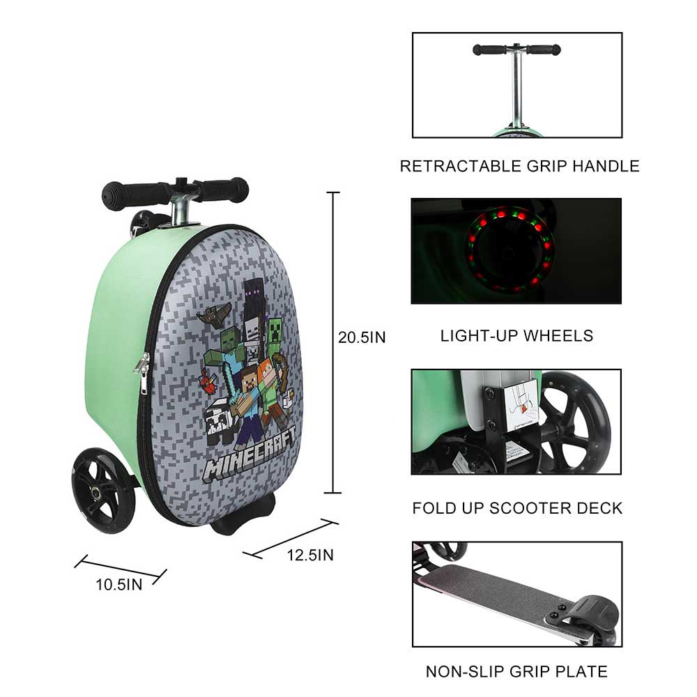Bioworld Merchandising. Minecraft Characters Scooter Youth Rolling Luggage